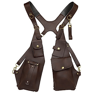 TiaoBug Women Mens Anti-Theft Underarm Shoulder Bag Hidden Strap Wallet Shoulder Utility Pouch Outdoor Travel Bag Type A Dark Brown One Size