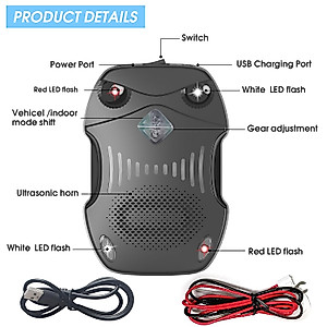 Ultrasonic Rodent Control Repeller, Under Hood Mice Repellent Battery Operated Car Rat Repellent Mice Deterrent Keep Animal Away from Car Engine Garage Attic Basement Warehouse Barn Vehicle Protection