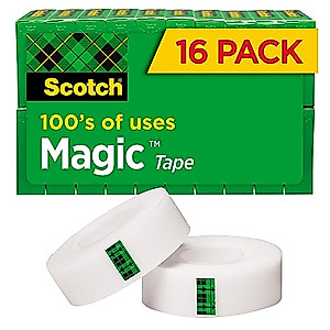 Scotch Magic Tape, Invisible, Home Office Supplies and Back to School Supplies for College and Classrooms, 16 Rolls