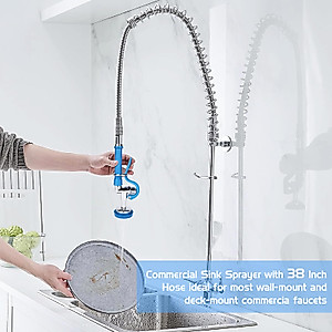 Spray Valve with 38" Flexible Pre Rinse Hose, Commercial Pre Rinse Sprayer with Stainless Steel Hose & Anti-Slip Pre Rinse Sprayer Assembly for Commercial Industrial Restaurant Kitchen Sink Faucet