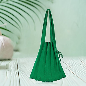 Segolike Women Knit Pleated Korean Fashion Shoulder Pleated Bag Ladies Elegant Tote Bag, Green