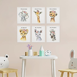 LOVEDMORE Baby Safari Nursery Wall Decor | Animal Wall Art Prints Set of 6 Posters | Jungle Nursery Room Decor for Baby Kids (UNFRAMED 8x10 Inch)