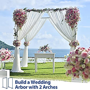 Wedding Arch, 7x5FT Arch for Wedding Ceremony with Support Feet Base, Square Metal Stand Frame for Wedding, Party, Bridal, Garden, Outdoor, Rectangle Archway for Balloon Decoration