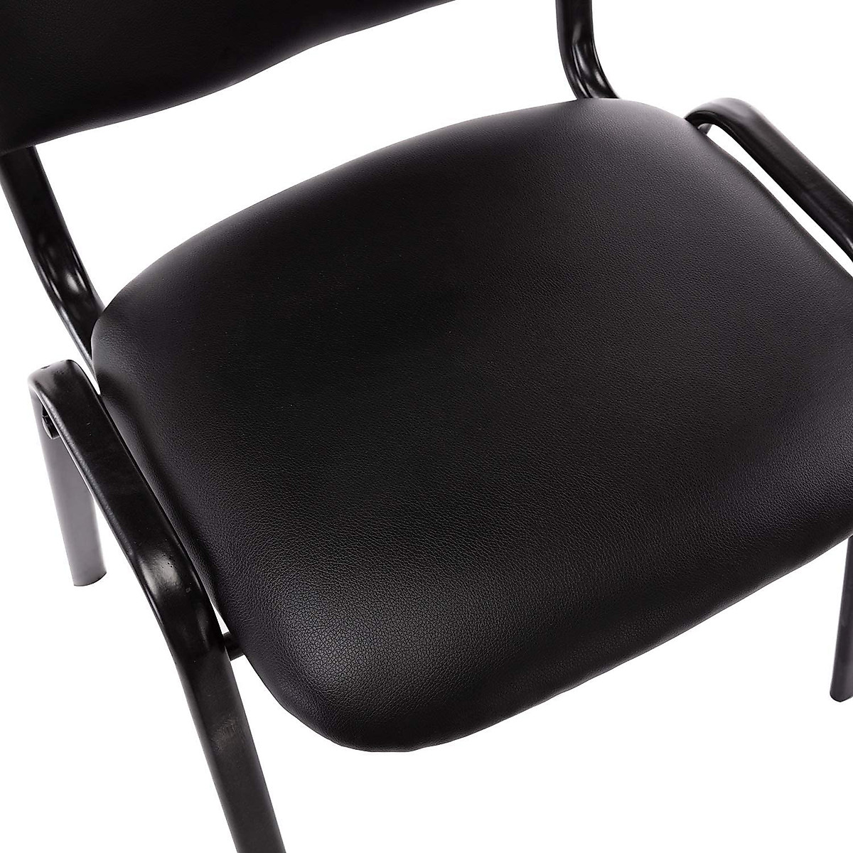 Black Comfort Office Waiting Room Chairs Stackable Chairs no Arms, PU Ergonomic Reception Chairs Set of 10, Conference Chairs Desk Guest Chairs for Meeting Room, Lobby, Events, Hall, Training Room