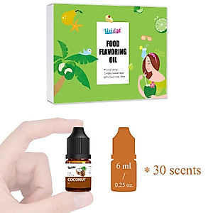 Food Flavoring Oil, Lip Gloss Flavor Oil - 30 Pack Concentrated Food Flavor Oil Extracts for Baking, Cooking, Candy, Beverages - Water & Oil Soluble Flavoring Oil for Lip Balm, Slime and Soap Making