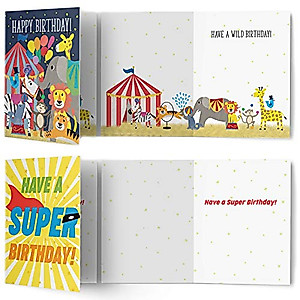 Tiny Expressions - 10 Kids Birthday Cards with Inside Messages and Envelopes
