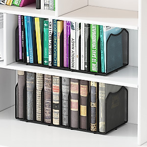 Simple Trending 2 Pack Mesh Desktop File Sorter Organizer, 5-Section Bookshelf for Desk Home Office, Black