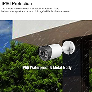 Outdoor 8MP Full Color IP Security Camera with 2.8mm Lens, Full-Time Color Night Vision Bullet Camera with Motion Detection, Built-in Mic, WDR, IP67 Waterproof