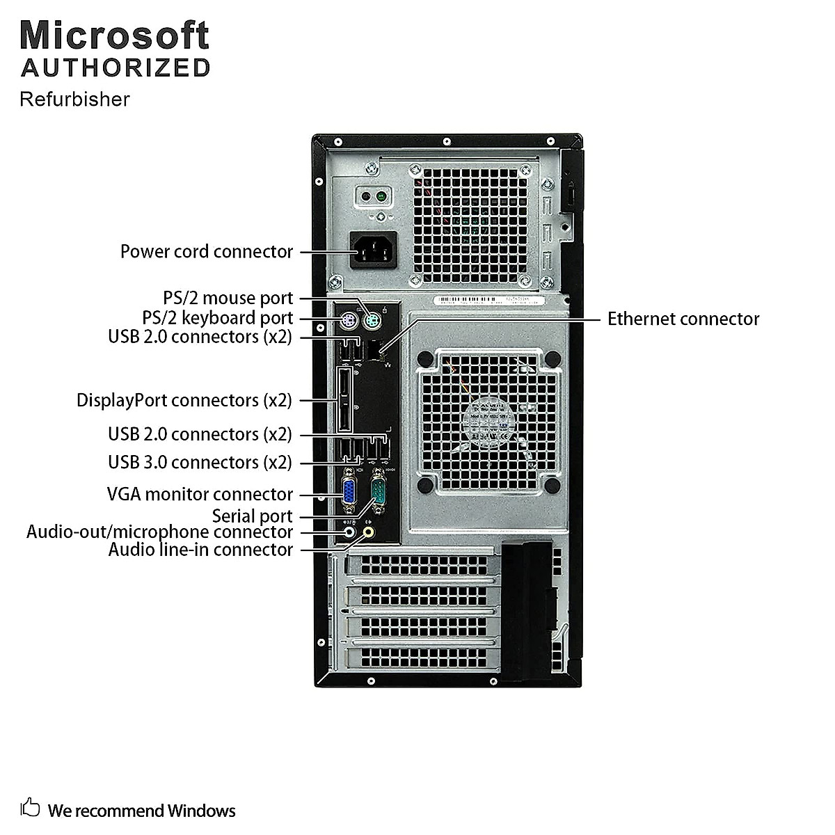 Dell Optiplex 7020 Tower Core i5-4570 3.2GHz 16GB 512GB SSD DVD Wi-Fi Win 10 Pro (Renewed)