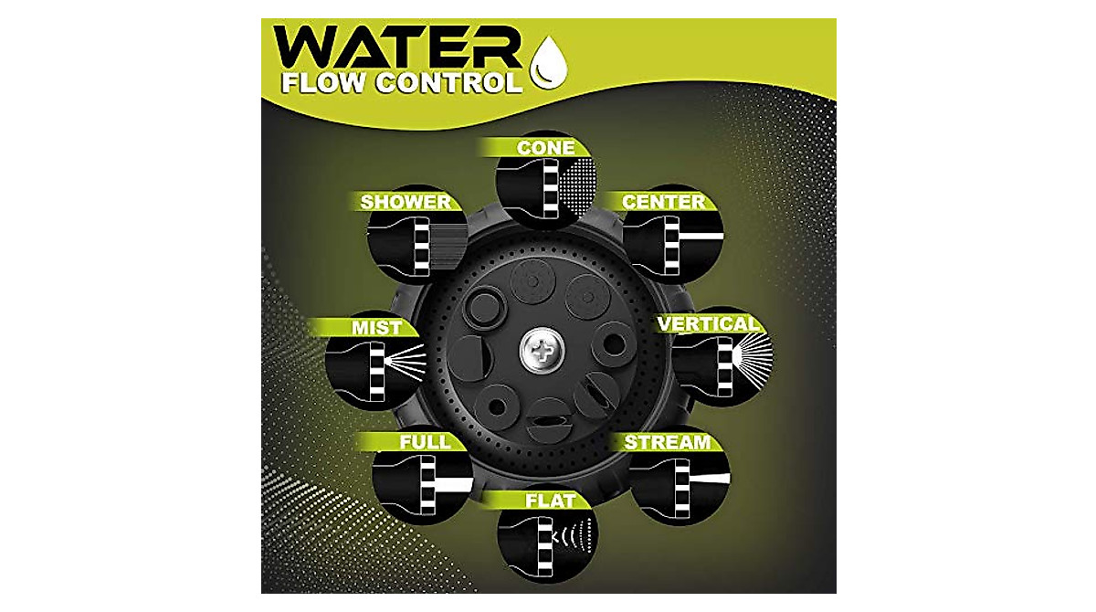 Heavy Duty Garden Hose Nozzle with 9 Spray Patterns - ALMA