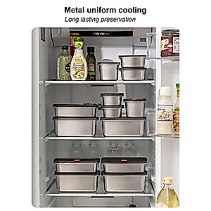 CORAHE 304 Stainless Steel Large Food Storage Container with Lids Airtight Metal Food Containers Stackable Meal Prep Leftover Containers for Freezer Fridge Oven Dishwasher Safe (Size : 2300ML)