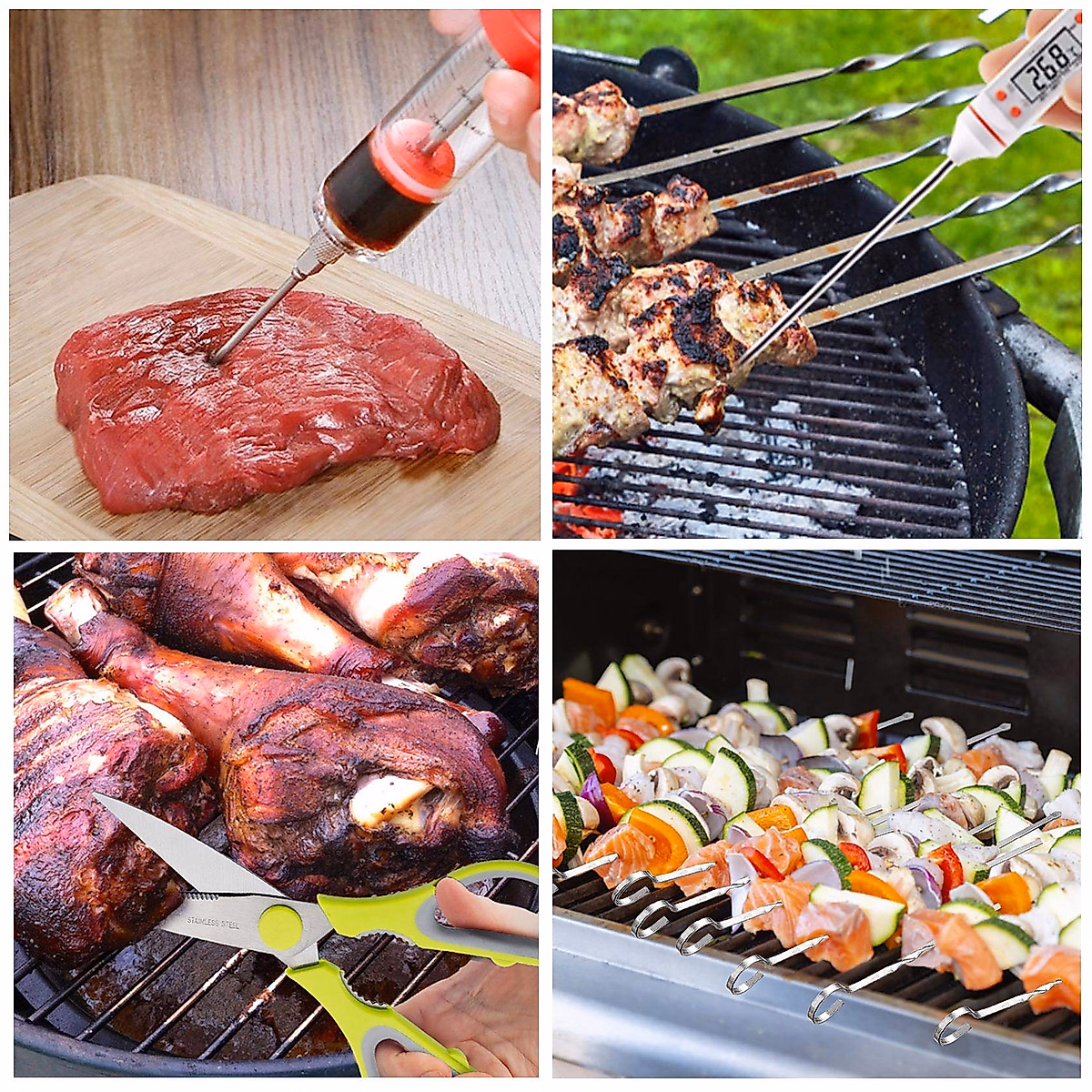 Leonyo Grilling Accessories 32PCS in Case, Professional Portable BBQ Grill Utensil Set for Kitchen Outdoor Cooking Camping Grilling Smoking, Great Gift for Men Women, Heavy Duty & Dishwasher Safe