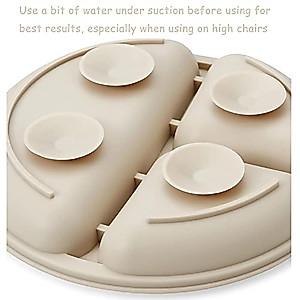 PandaEar Silicone Suction Plates for Babies & Toddlers, 3 Pack Divided Unbreakable Plates with Lid - Non-Slip - Dishwasher and Microwave Safe (Creamy Grey Brown)