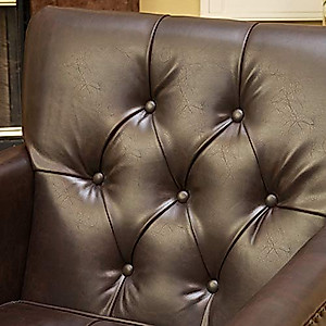 Christopher Knight Home Malone Leather Club Chair, Brown 28D x 29.5W x 33.5H Inch