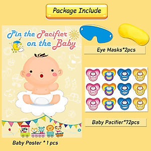Hooqict Pin The Pacifier On The Baby Game with Baby Shower Scratch Off Game Girls Boys Baby Shower Games Party Favors Gender Reveal Party Supplies