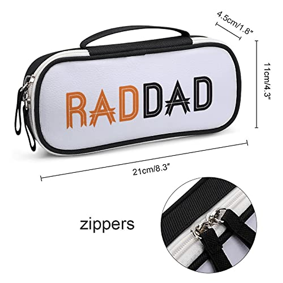 RAD DAD - Father's Day PU Leather Pencil Pen Case Organizer Travel Makeup Handbag Portable Stationery Bag