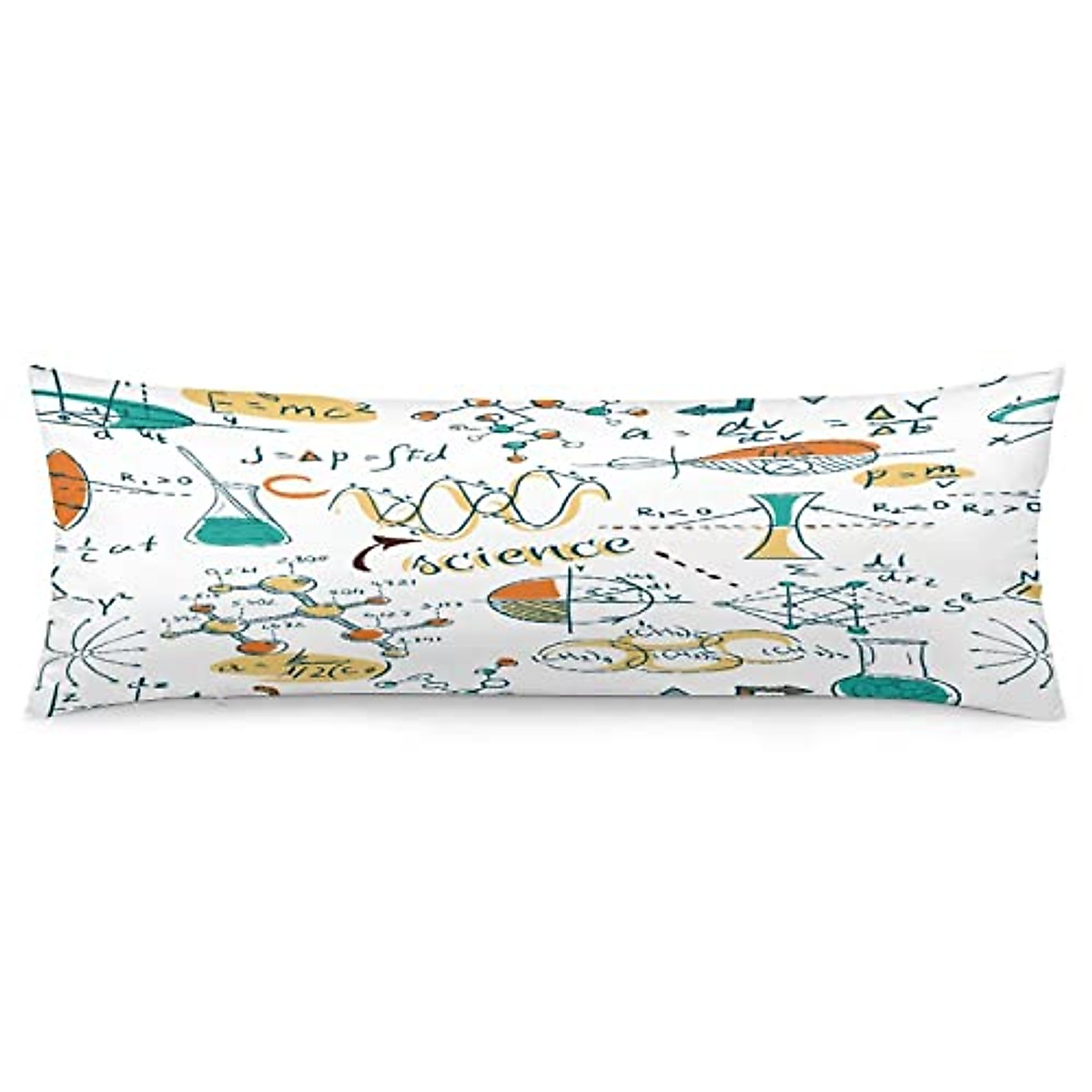 Body Pillow Cover,Doodle Science Drawing Scientific Formulas Printed Long Pillow Cases Protector with Zipper Decor Soft Large Covers Cushion for Beding,Couch,Sofa,Home Gift 20"x54"