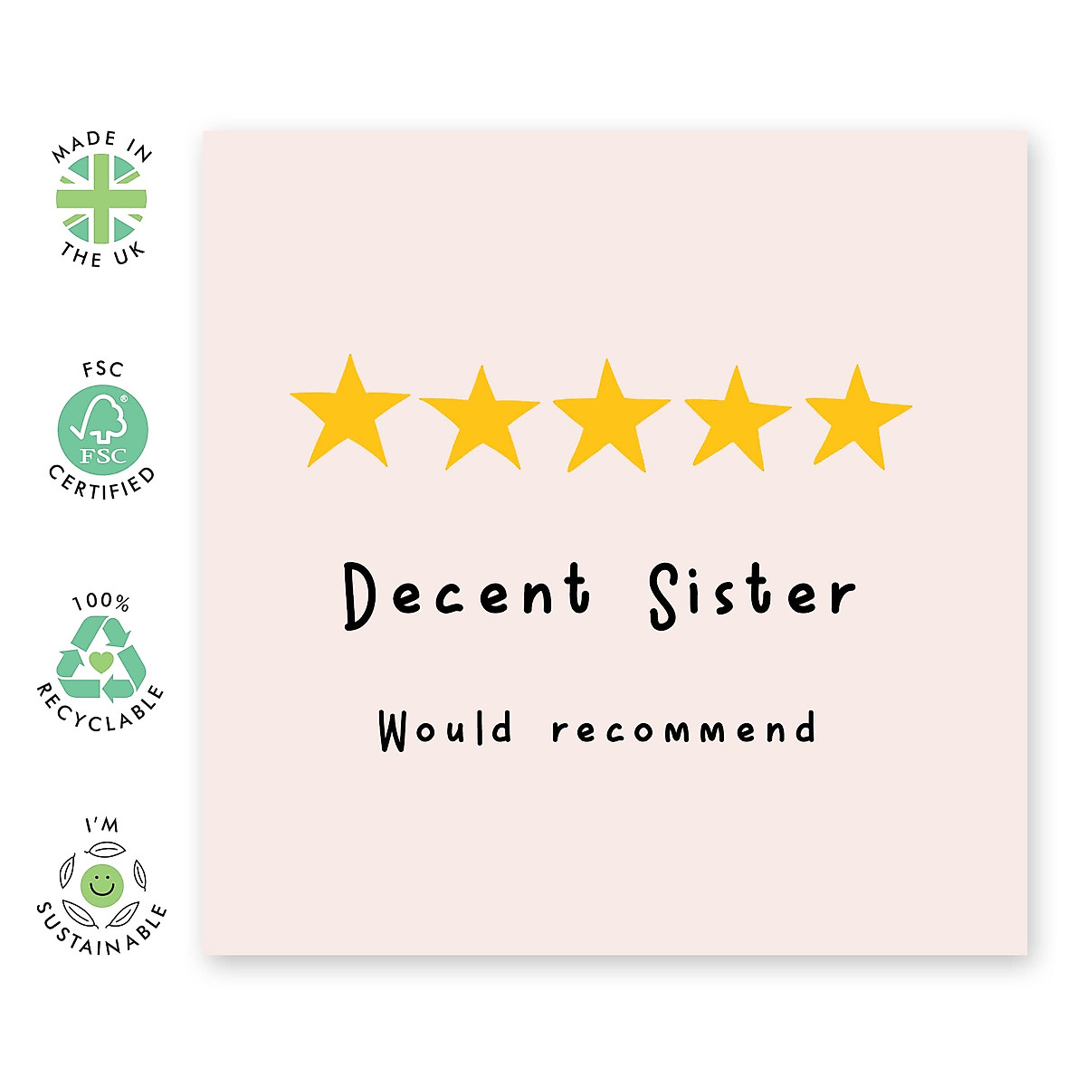 CENTRAL 23 Sweet Greeting Card for Her - 'Decent Sister' - Birthday Cards for Sister - Thoughtful Gift for Daughter - Best Friend Bday Card - Comes With Fun Stickers