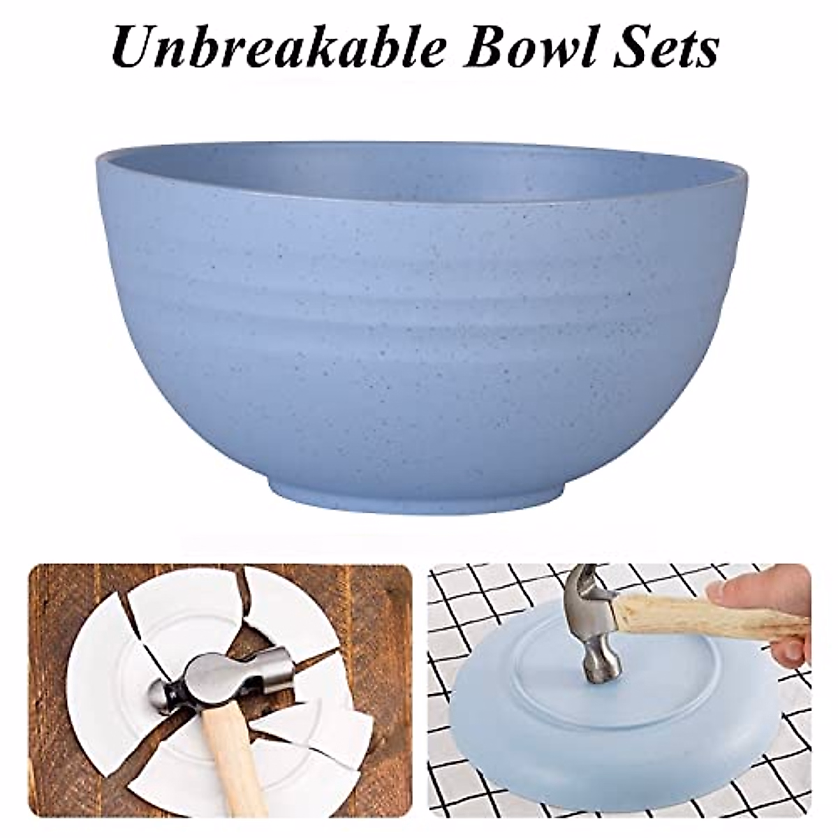 WANBY Lightweight Wheat Straw Cereal Bowls Unbreakable Dinner Bowl Set Dishwasher & Microwave Safe (8 Pack 26Oz)