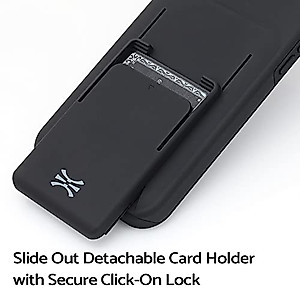 TORU MX PRO for iPhone 13 Case with Card Holder | Slim Protective Cover with Built-in Magnets for MagSafe Compatible | Detachable Sliding Wallet for 3 Cards - Black