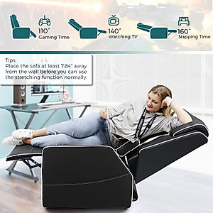 Gaming Recliner Gamer Chair for Adults - PU Leather Gaming Sofa Comfortable Movie Theater Chairs Ergonomic Single Couch for Living Game Room - White