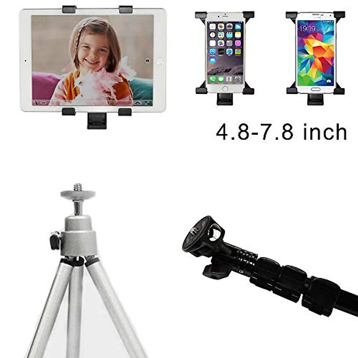 IPOW iPad Tripod Mount Adapter Universal Tablet Clamp Holder Fits Ipad, Ipad Air, Ipad Mini, Microsoft Surface, Nexus and Most Tablets, Use on Tripod, Monopod, Selfie Stick, Tabletop Tripod Stand Etc