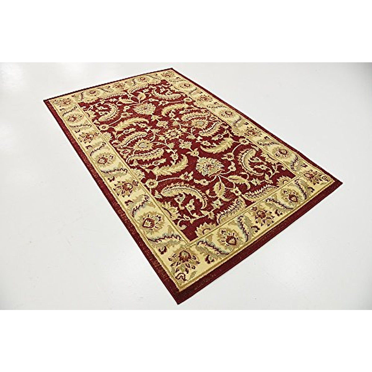 Unique Loom Voyage Collection Traditional Oriental Classic Intricate Floral Design Area Rug, 4 ft x 6 ft, Red/Ivory