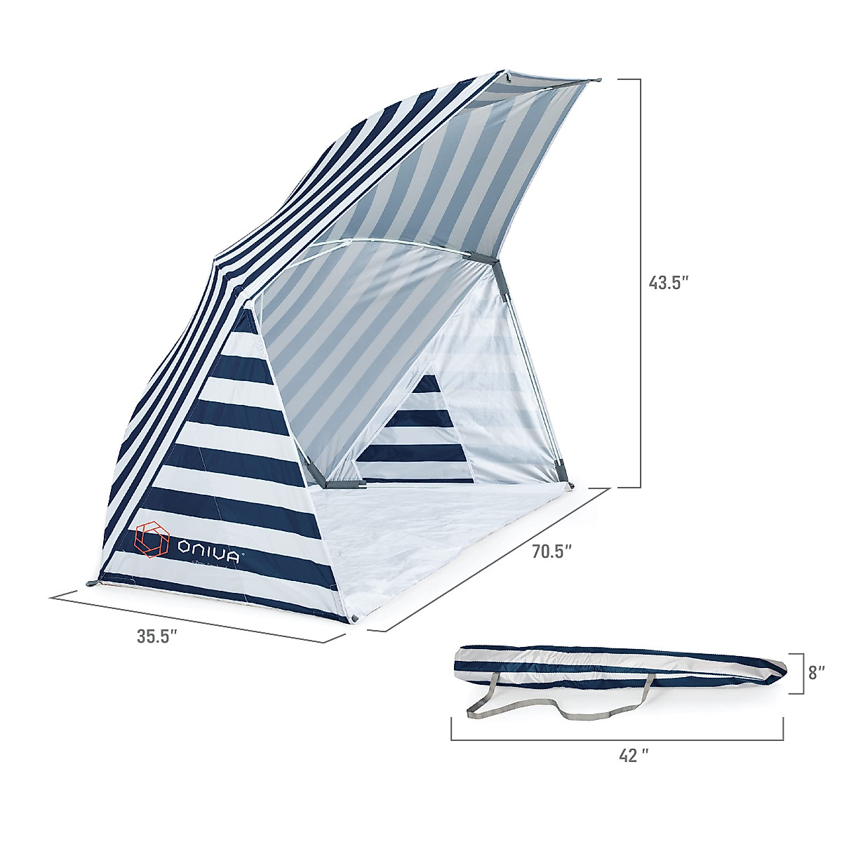 ONIVA - a Picnic Time brand Brolly Beach Umbrella Tent, (Navy Blue & White Stripe),One Size