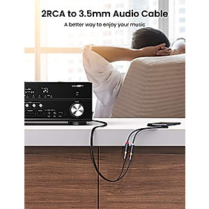 UGREEN 3.5mm Male to 2 RCA Female Jack Stereo Audio Cable Y Adapter Gold Plated Red and White to Headphone Cord Compatible with iPhone iPod iPad MP3 TV DVD Player DJ Controller Mixer Speaker, 0.8 Feet