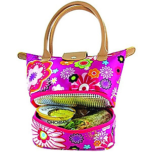 TempaMate Women's Insulated Lunch Tote, Flowers On Pink, One Size