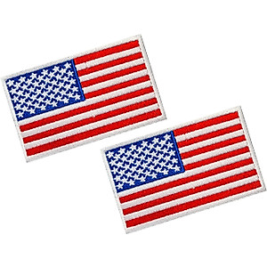 2PCS Premium Iron On USA US American Flag Tactical Patches with Iron On Backing for Backpacks Caps Hats Jackets Pants (3-White), 8cm (3.14 inch) x 5cm (1.97 inch) Standard Size