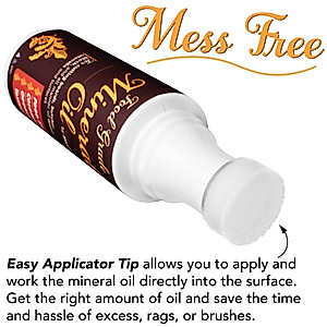 Easy-Applicator Mineral Oil for Cutting Boards and All Wood Care, Ultrapure Food Grade (4oz with Foam Applicator Tip) Made in USA