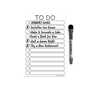 Dry Erase to Do List Vinyl Whiteboard Sticker Decal by Glassboard Studio | Removable & Reusable | Magnetic Fine-Tip Marker Included (6 x 9 inches, White)