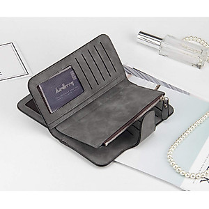 Wallet for Women RFID Blocking Clutch Purse Long Ladies Credit Card Holder Organizer(Dark Grey)