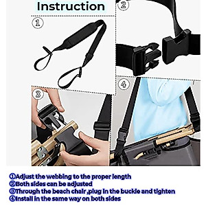 3 Pack Adjustable Carry Strap for Beach Chair Folding Beach Chair for Carry Strap Universal Shoulder Strap for Beach Chair Camping Scooter Bikes Backpacking Picnics Outdoor and Other Items