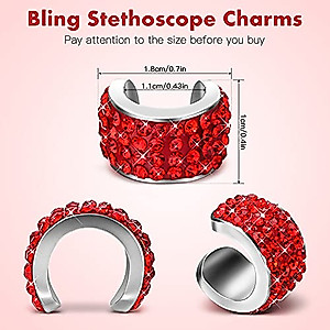 Soleebee Bling Crystal Stethoscope Charms,Crystal Stethoscope Decorations Hospital Nurse Personalized Gifts for Doctors (Red)