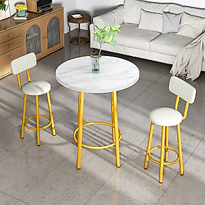 AWQM Round Table Sets, White & Gold