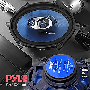 Pyle 5” x 7” Car Sound Speaker (Pair) - Upgraded Blue Poly Injection Cone 3-Way 300 Watts w/Non-fatiguing Butyl Rubber Surround 80-20Khz Frequency Response 4 Ohm & 1" ASV Voice Coil - PL573BL, Apple