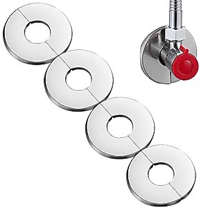 Faucet Escutcheons Stainless Steel Round Escutcheon Plate 1 Inch, Split Flange Plumbing Cover Plates (Silver-22mm, 4 pieces)
