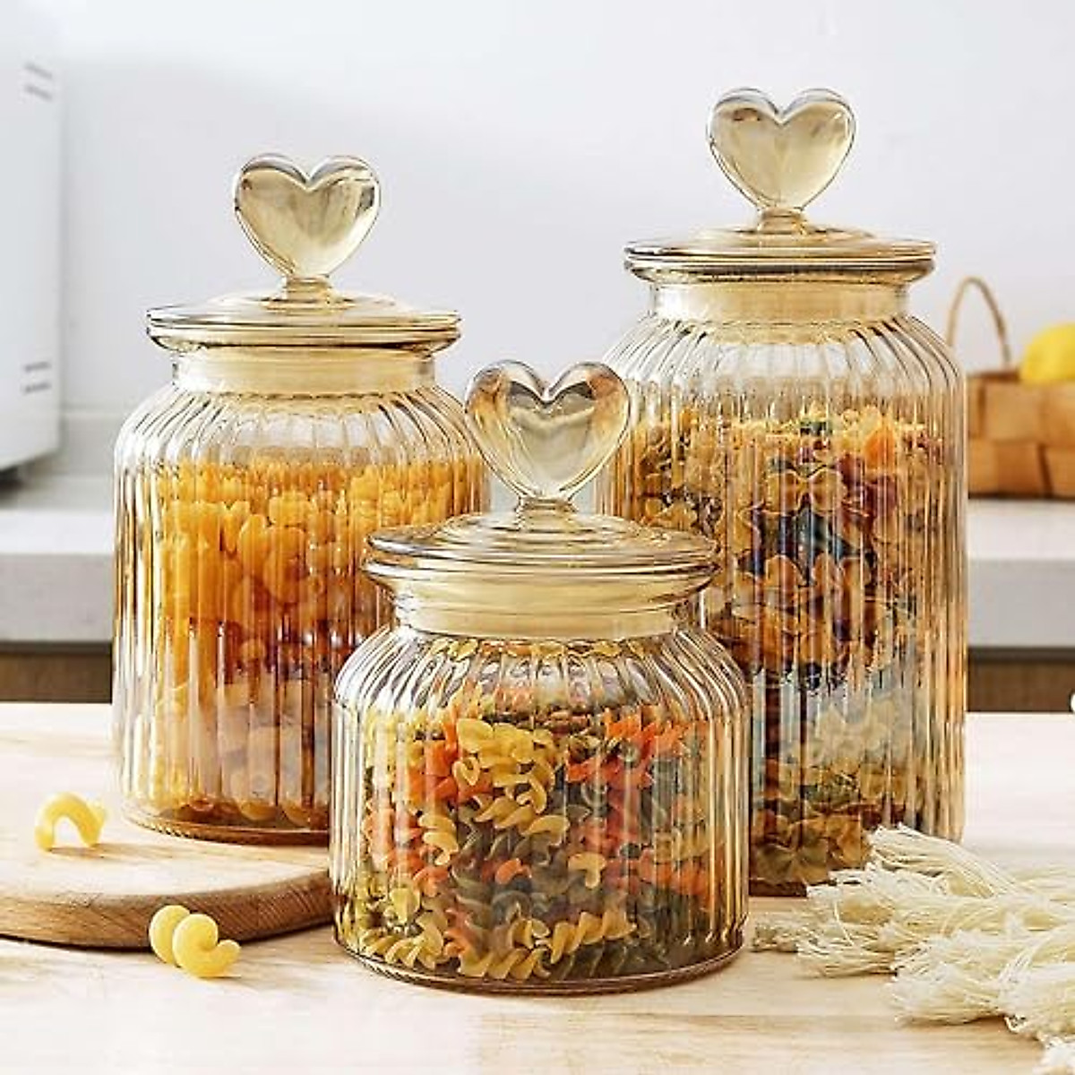 Glass Storage Jars - Clear Glass Candy Jar, Love Food Storage Pot For Cookies Snacks Dried Fruits And Nuts -grid-11 * 11 * 22.5cm (Color : Grid)