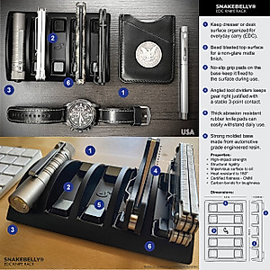 SnakeBelly EDC Knife Rack - EDC Gear Organizer Tray - Holder for Knives & Accessories (Black)