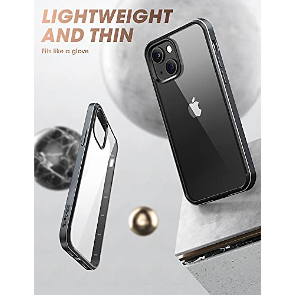 SUPCASE Unicorn Beetle Edge Series Case for iPhone 13 (2021 Release) 6.1 Inch, Slim Frame Clear Case with TPU Inner Bumper & Transparent Back (Black)
