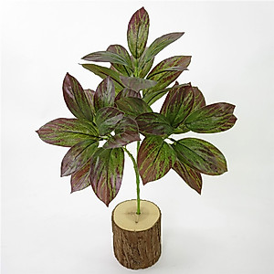 Shineweb 1Pc 3 Branches Artificial Magnolia Leaves Plants Garland Home Kitchen Garden Office Wedding Wall Decor Purple