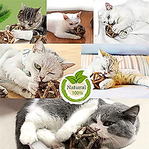 Gochanmon Catnip Toys-2Pcs Natural Silvervine Stick Catnip Ball&Bell Ball-Cat Toys for Indoor Cats- Cleaning Teeth Molar Tools Matatabi Cat Chew Toy-Kitten Toys