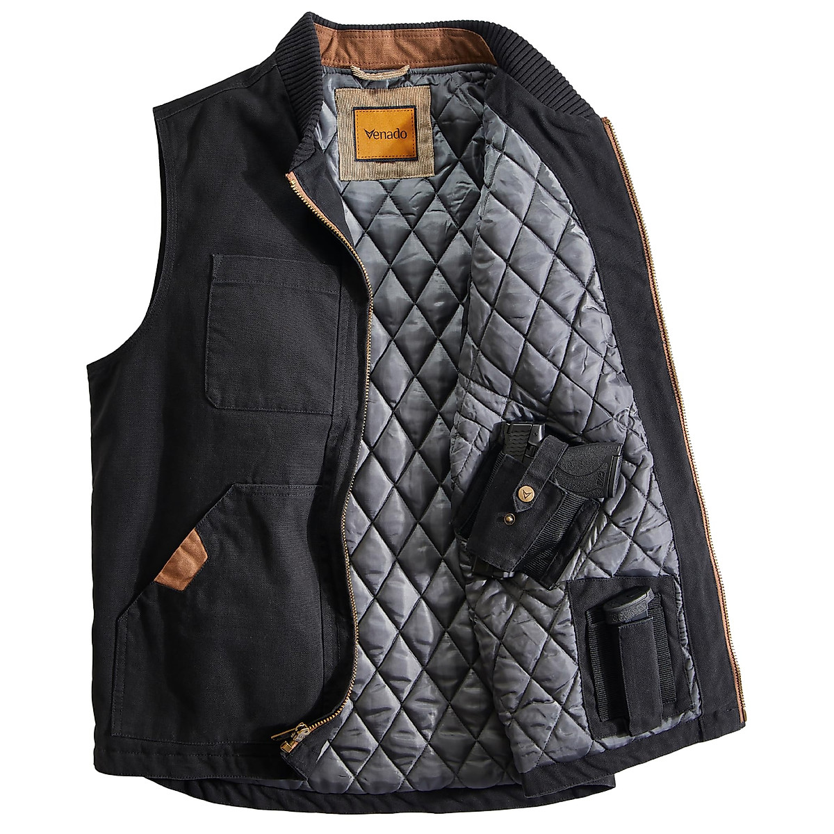 Venado Concealed Carry Vest for Men - Built-in Left and Right Handed Holster (Black, X-Large)