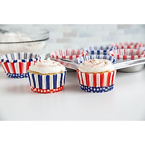 Fox Run Patriotic Bake Cup Set, 3 x 3 x 1.25 inches, Multicolored