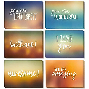 36 Pack Blank A7 Encouragement Greeting Cards with Envelopes, Inspirational 5x7 Note Cards with Motivational Quotes, 6 Designs
