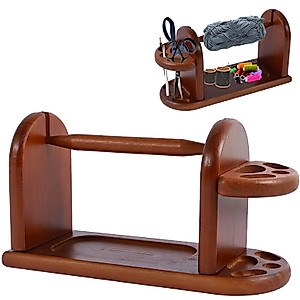 Wooden Yarn Ball Holder Knitting Crochet Yarn Rack Stand with Slots Horizontal Yarn Spinner Yarn Holder Stable Yarn Ball Dispenser Wood Yarn Spinner Holder for Crochet and Knitting