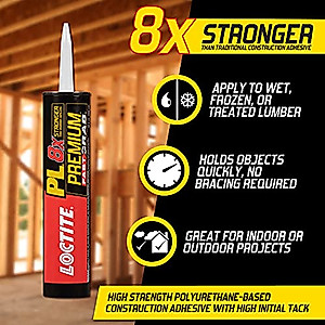 Loctite PL Premium Fast Grab Polyurethane Construction Adhesive, 10 fl oz, 1, Cartridge