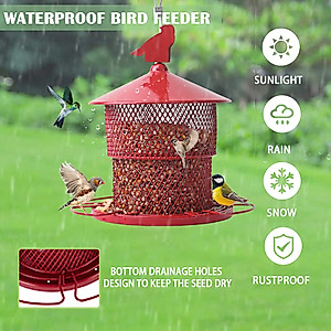 Metal Bird Feeders for Outdoors Hanging, Squirrel Proof Bird Feeder, 4 Lbs Large Capacity, Heavy Duty, 6 Perches, Supports Cardinals, Finch, Blue Jay,Sparrows and Outside Wild Birds